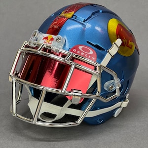 3D Printed Sugar-free Red Bull Themed Schutt F7 Mini Helmet With Chrome ...