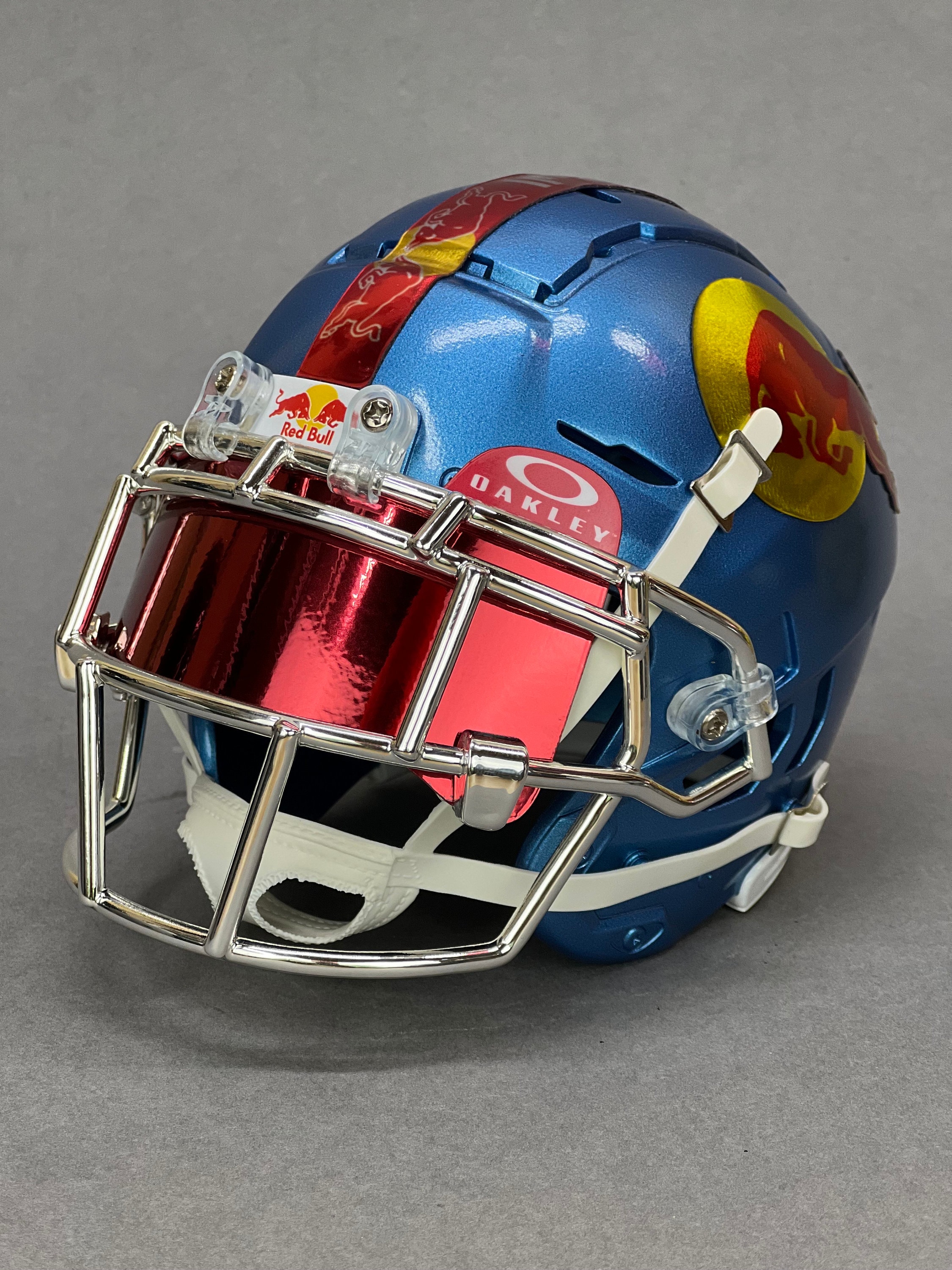 3D Printed Sugar-free Red Bull Themed Schutt F7 Mini Helmet With Chrome ...