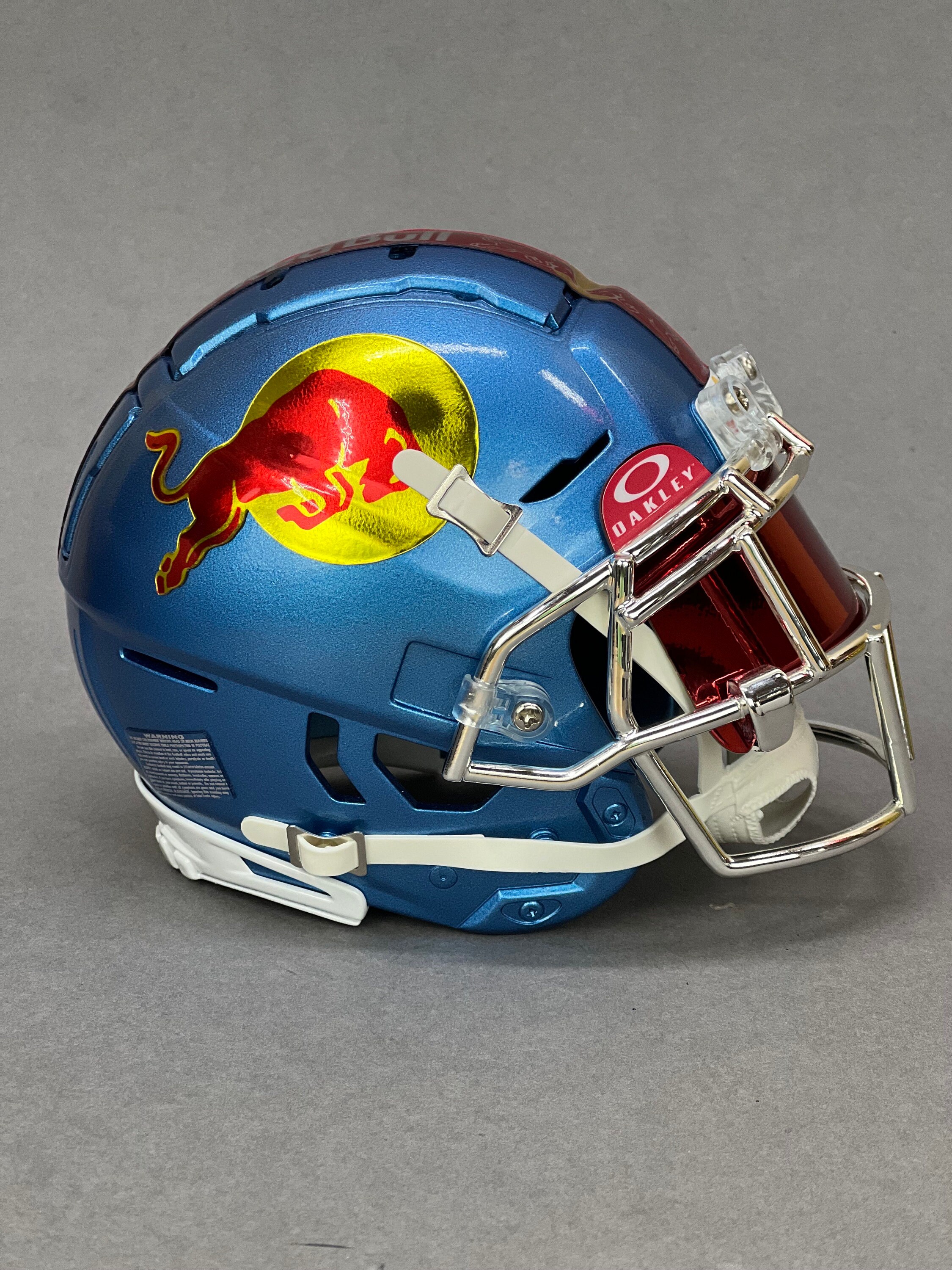 3D Printed Sugar-free Red Bull Themed Schutt F7 Mini Helmet With Chrome ...