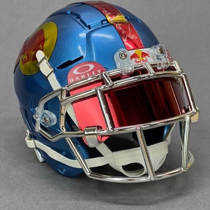 3D Printed Sugar-free Red Bull Themed Schutt F7 Mini Helmet With Chrome ...