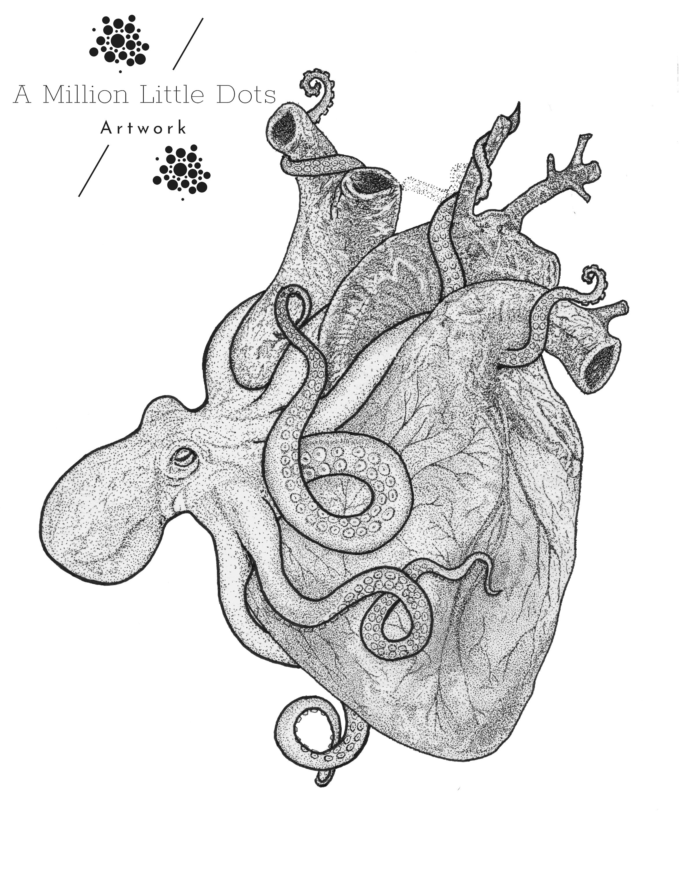 Colored Octopus With Heart Art Print Many Colors Available | Etsy