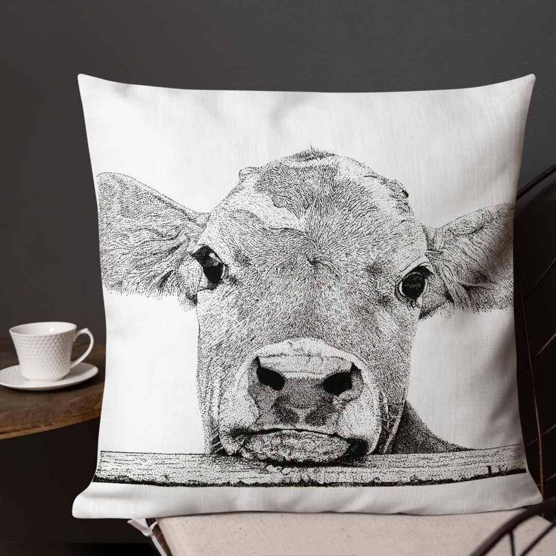 Cow Throw Pillow | MULTIPLE SIZES AVAILABLE |hand Drawn With A Million ...