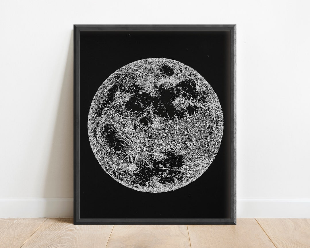Moon Art Print | Hand Drawn With A Million Little Dots - Etsy