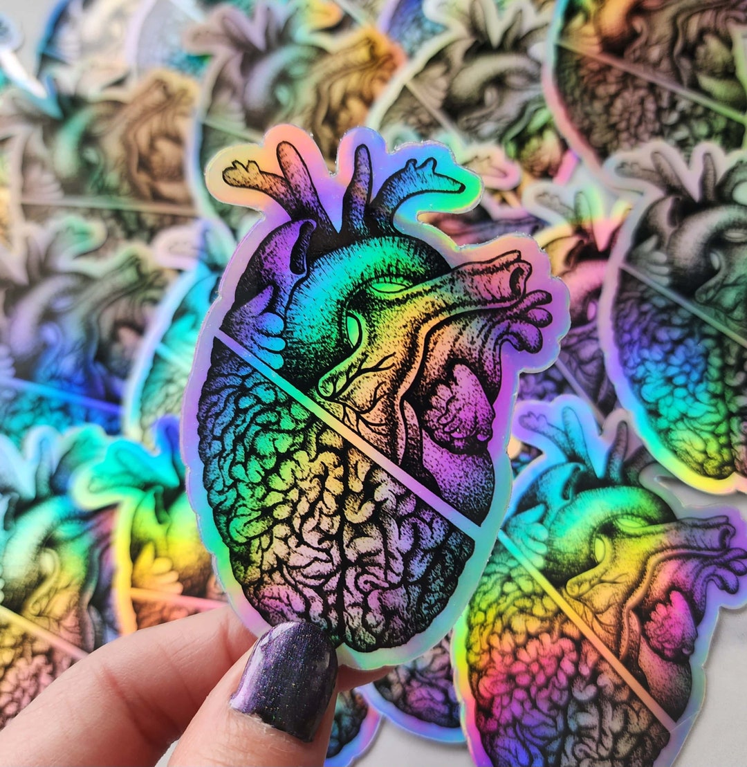Holographic Heart/brain Sticker - Etsy