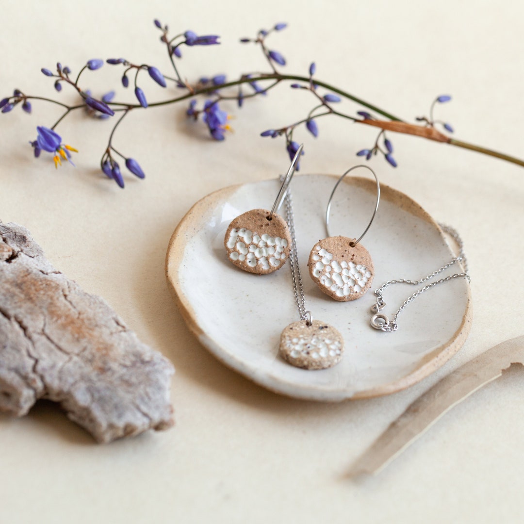 Ceramic Nature-inspired Rustic Jewellery Set Handmade Jewellery Earring ...