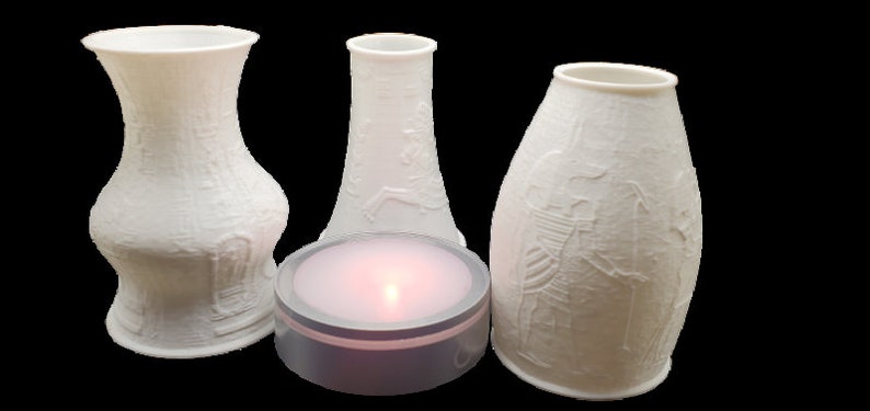 Ancient Egyptian Art Lithophane Lanterns X 3 LED Pottery Style ...