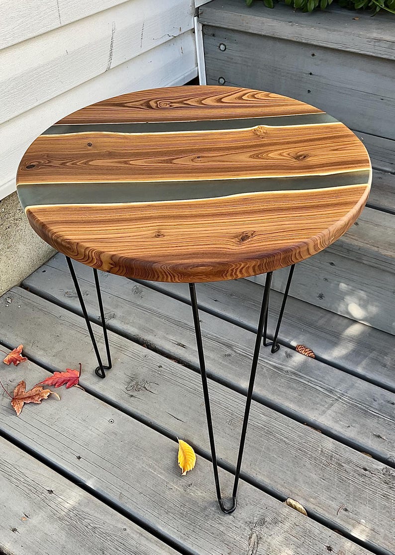 Olive Wood and Resin End Table - Etsy