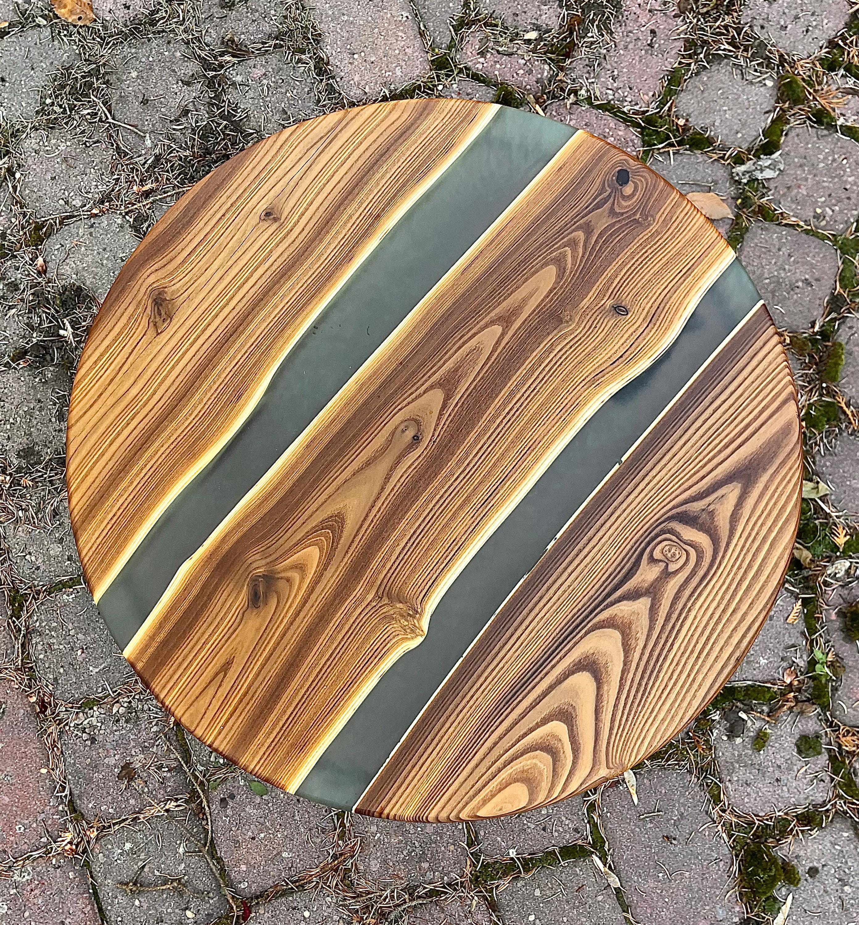 Olive Wood and Resin End Table - Etsy