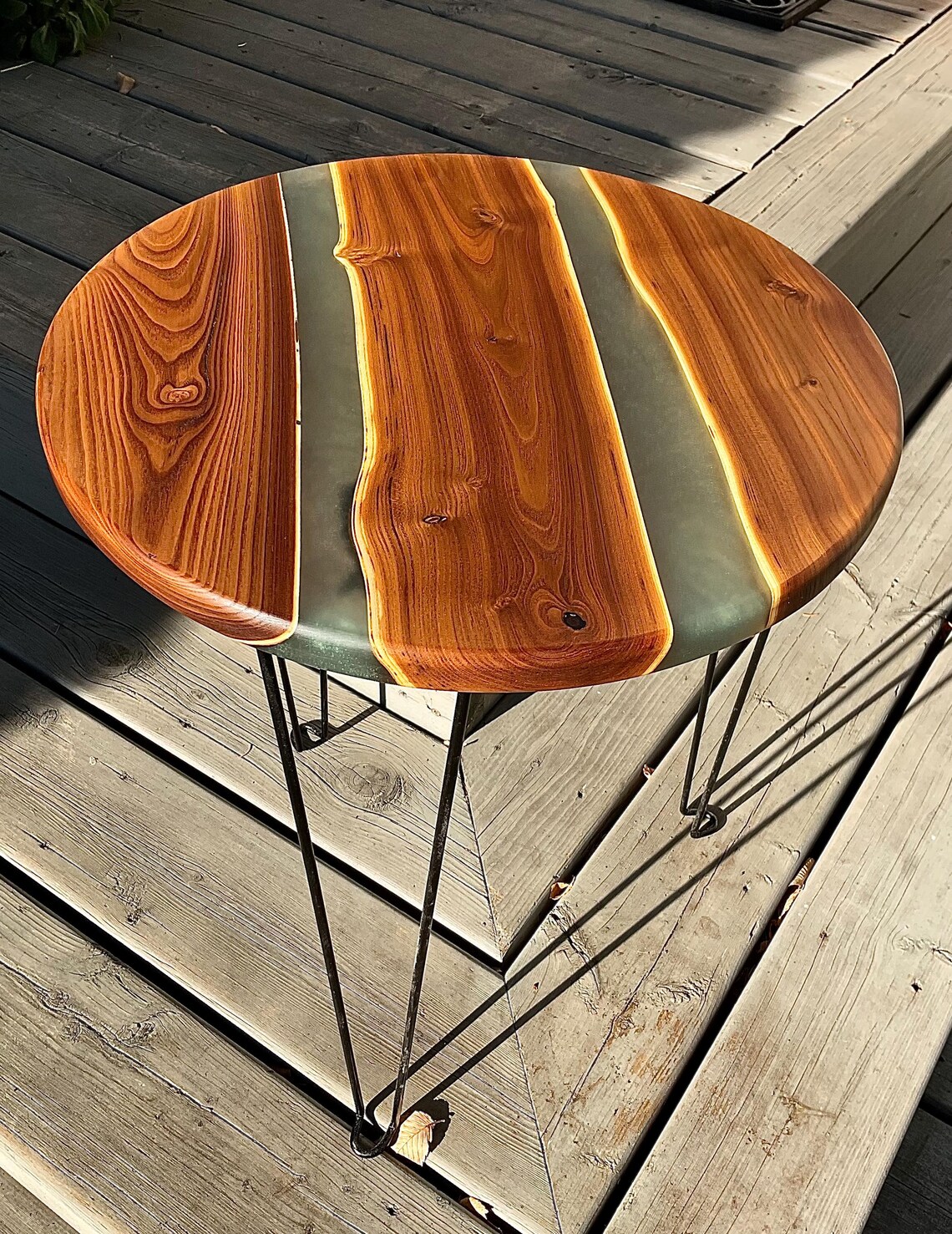 Olive Wood and Resin End Table - Etsy