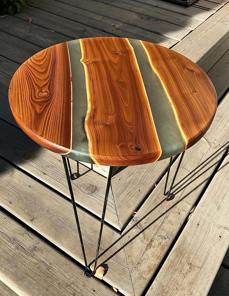 Olive Wood and Resin End Table - Etsy