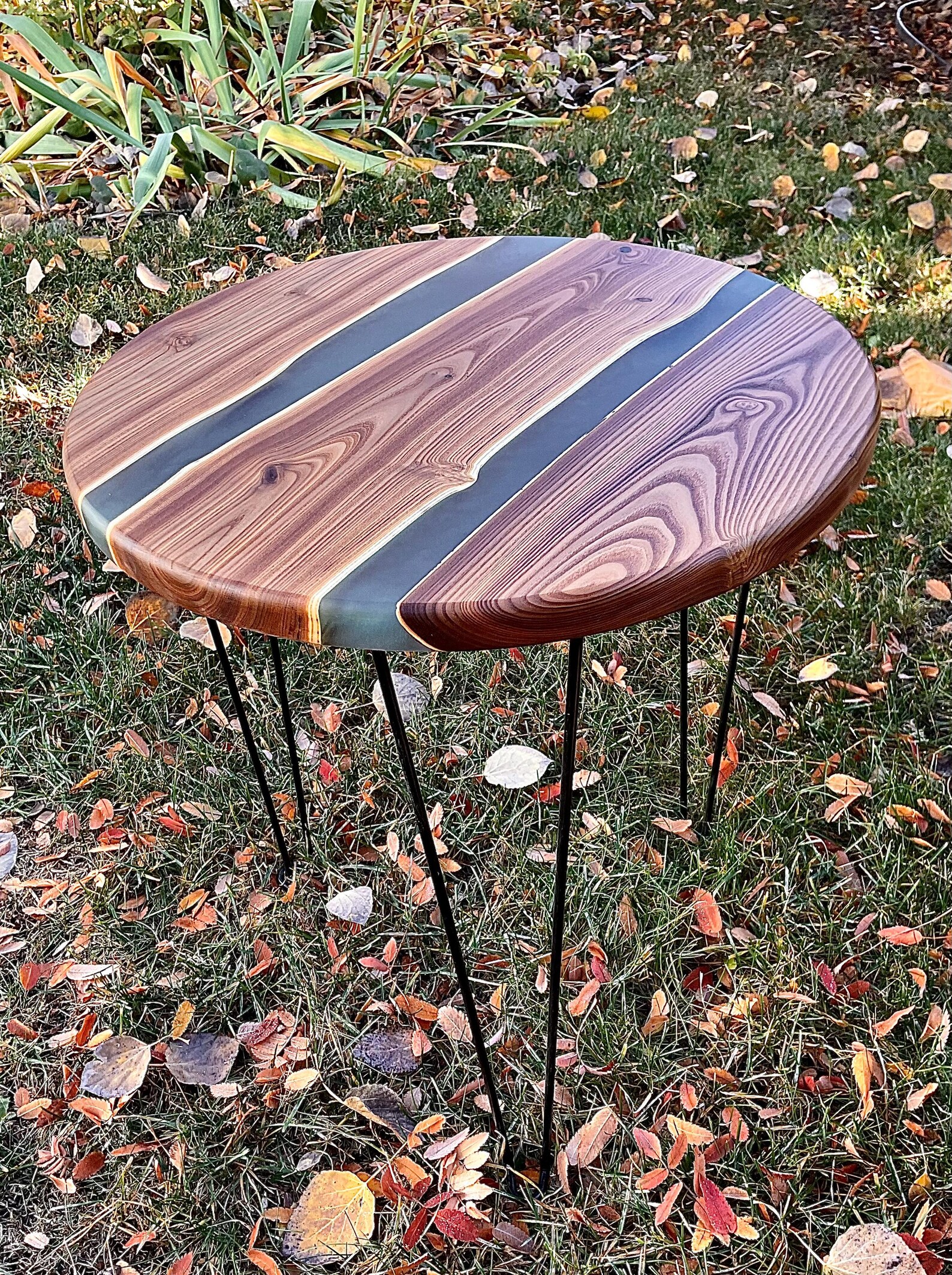 Olive Wood and Resin End Table - Etsy