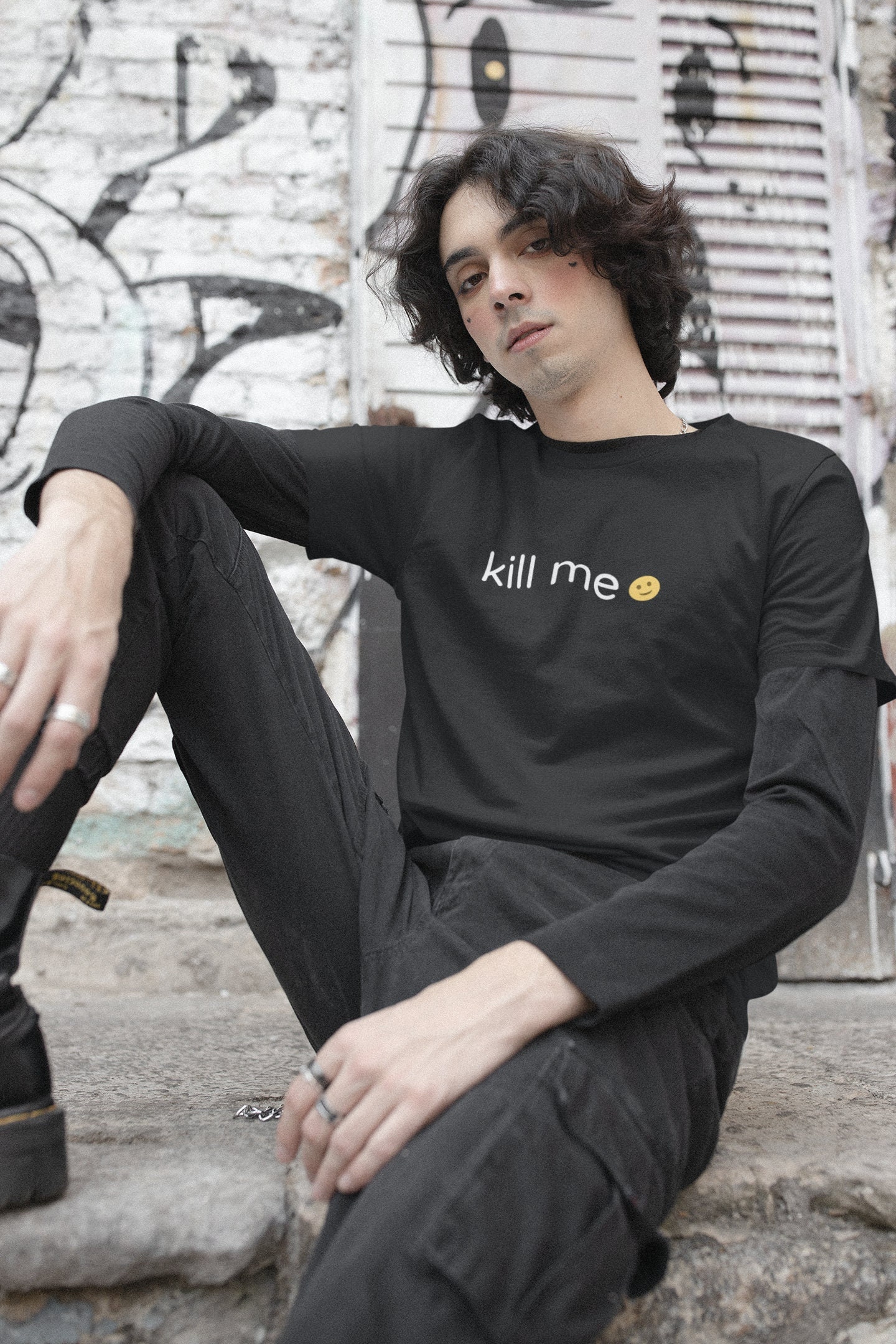 Kill Me T-shirt, Goth T-shirt, Smiley Tee, Emo Shirt, Nihilistic Shirt ...