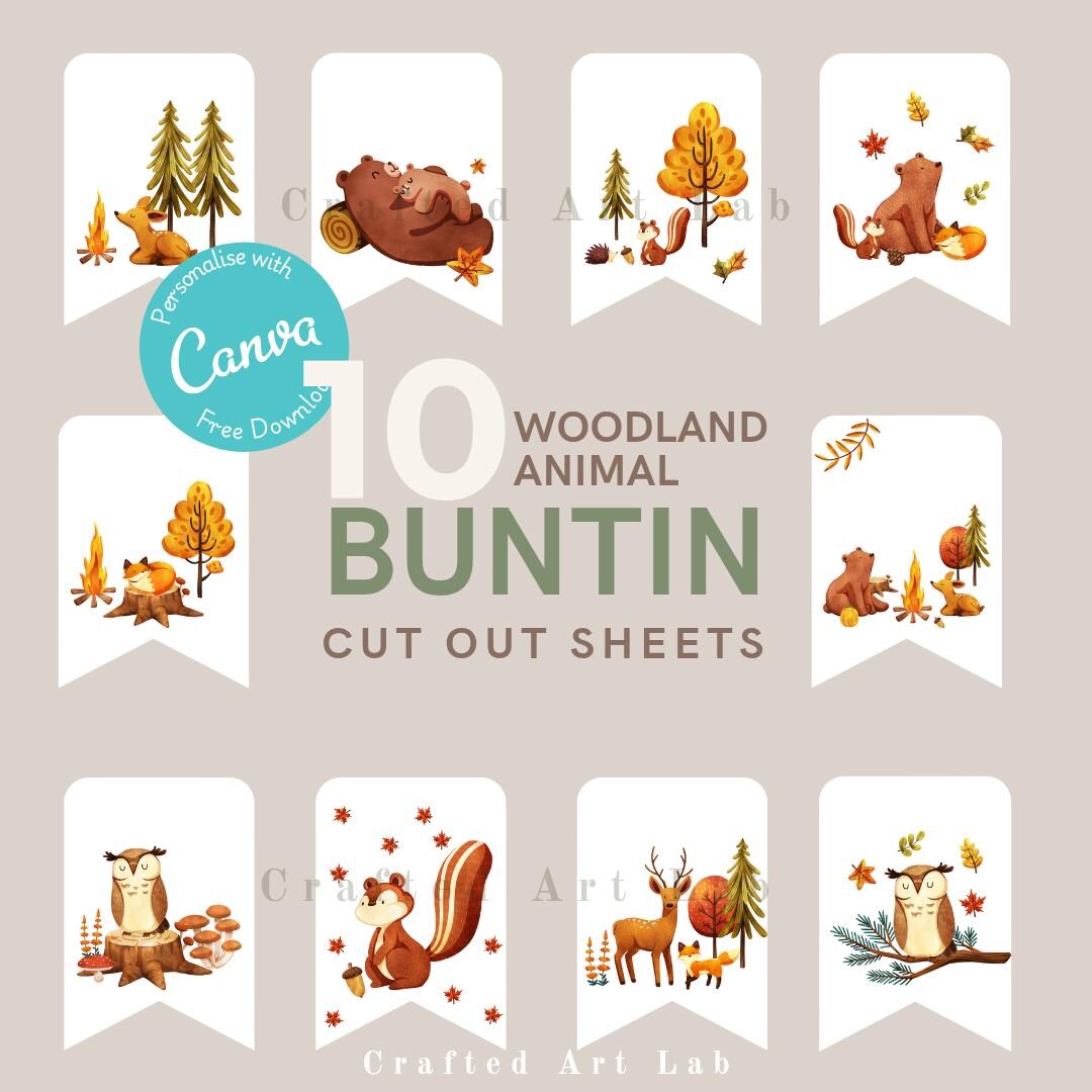 Woodland Animal Bunting | Printable Party Decor | Forest Animals Banner ...