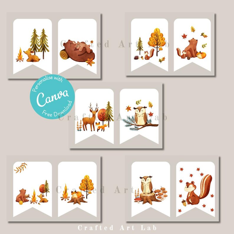 Woodland Animal Bunting | Printable Party Decor | Forest Animals Banner ...