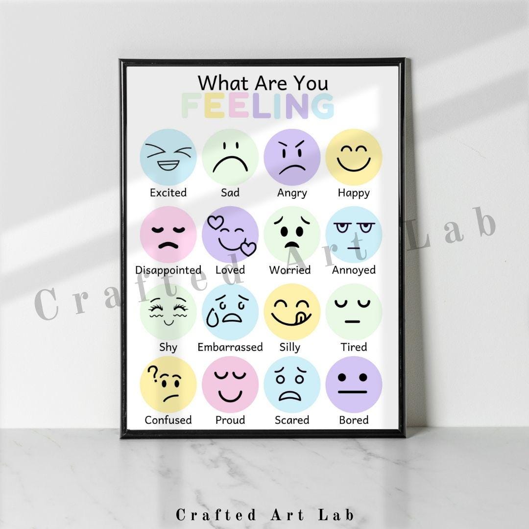 Kids Feelings Chart Printable: Pastel Emotions Poster (digital Download ...
