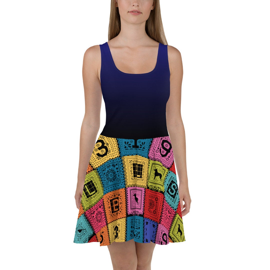 Poco Loco Papel Picado Skater Dress- Running Costume, Cosplay, Bounding ...