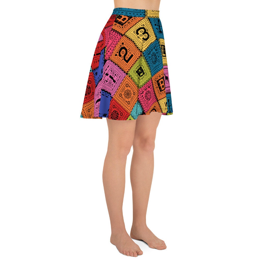 Poco Loco Papel Picado Skater Skirt- Running Costume, Bounding, Cosplay ...