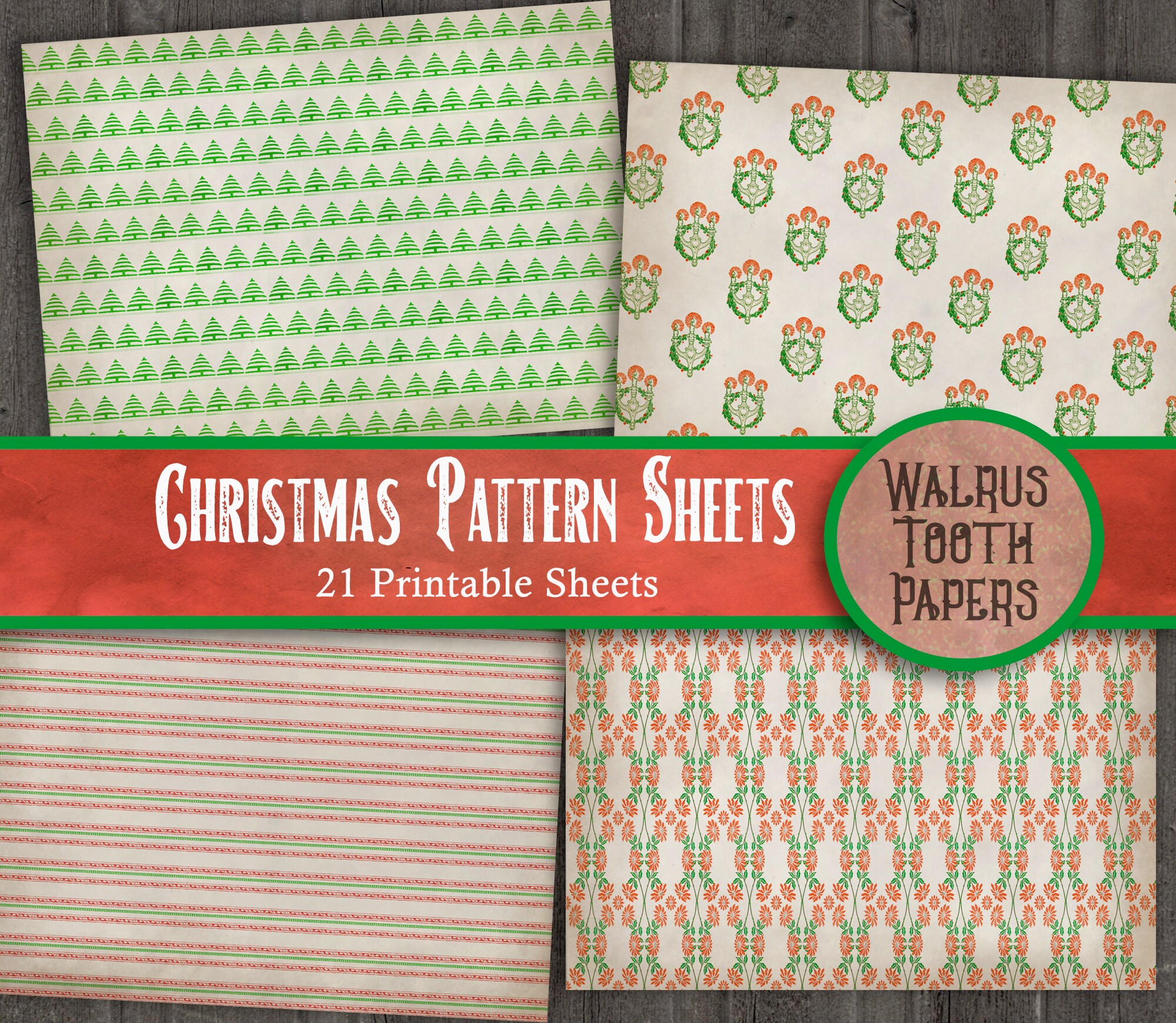 Vintage CHRISTMAS PATTERN SHEETS Printable Ephemera Instant - Etsy
