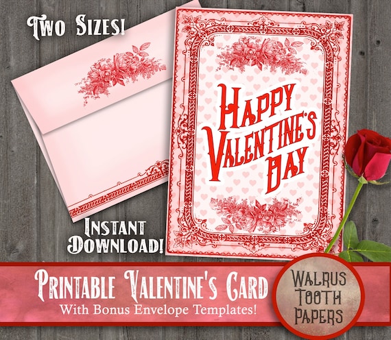 Printable VALENTINE Card Happy Valentine's Day Instant | Etsy