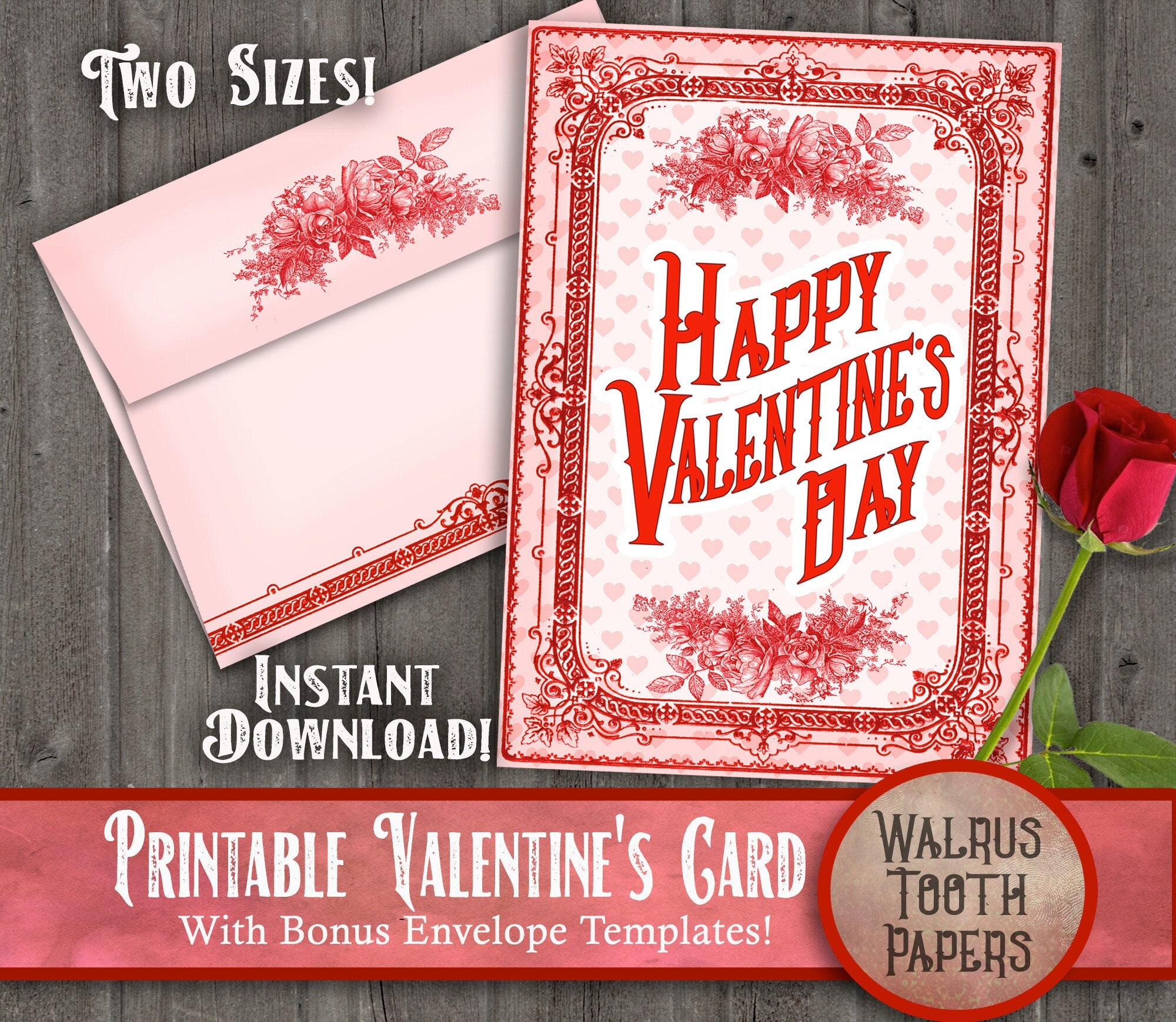 Printable VALENTINE Card - Happy Valentine's Day - Instant Download ...