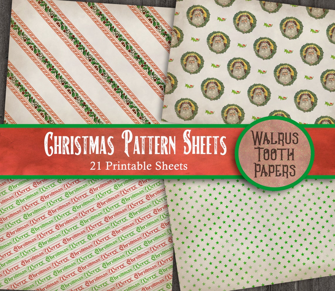 Vintage CHRISTMAS PATTERN SHEETS Printable Ephemera Instant - Etsy