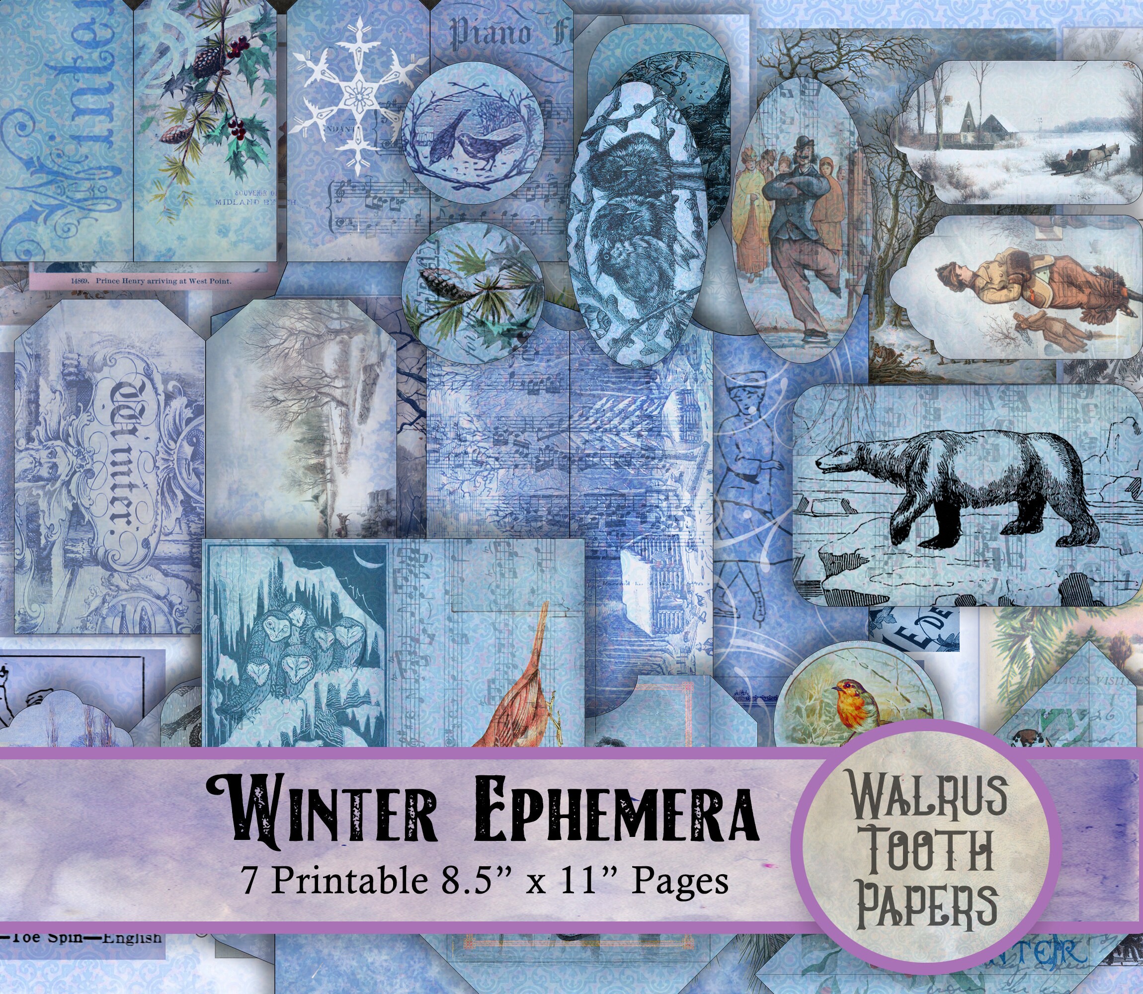 PRINTABLE WINTER EPHEMERA Instant Download Digital Collage - Etsy Australia