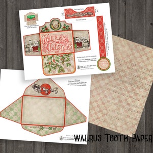 Printable Christmas GIFT CARD HOLDER, Instant Download, Vintage Santa ...