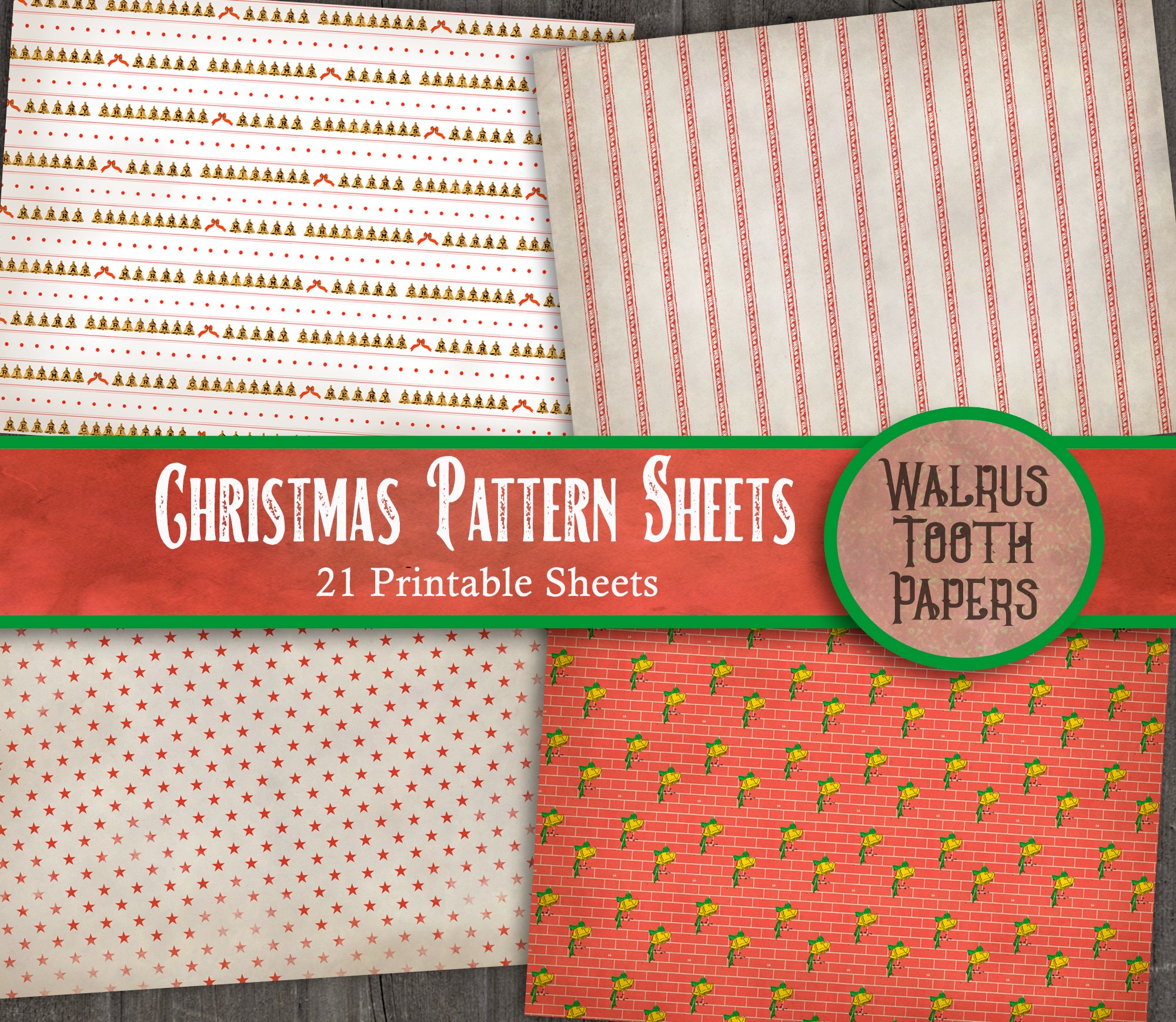 Vintage CHRISTMAS PATTERN SHEETS Printable Ephemera Instant - Etsy