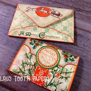 Printable Christmas GIFT CARD HOLDER, Instant Download, Vintage Santa ...