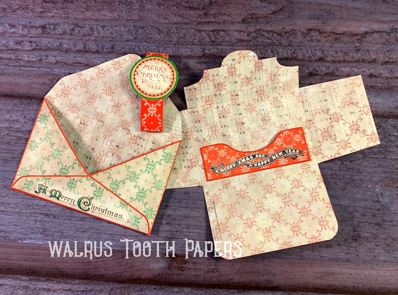 Printable Christmas GIFT CARD HOLDER, Instant Download, Vintage Santa ...