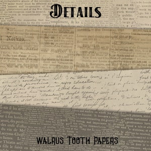 VINTAGE TEXT Printable Scrapbook Paper, 12" X 12" and 8.5" X 11 ...