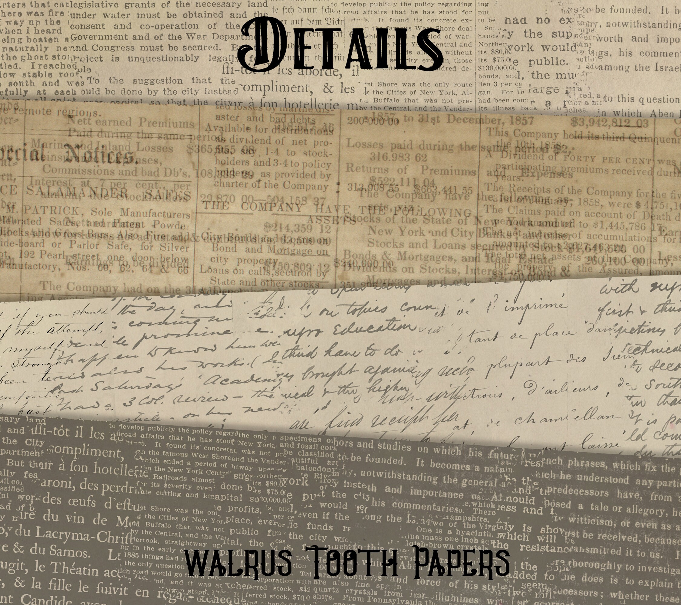 VINTAGE TEXT Printable Scrapbook Paper, 12" X 12" and 8.5" X 11 ...