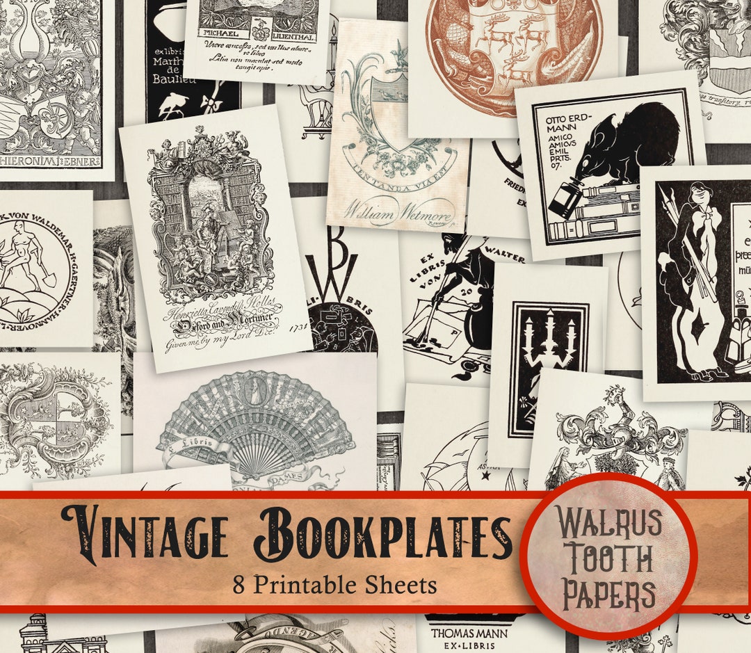 PRINTABLE VINTAGE BOOKPLATES, Instant Download, Digital Ephemera ...