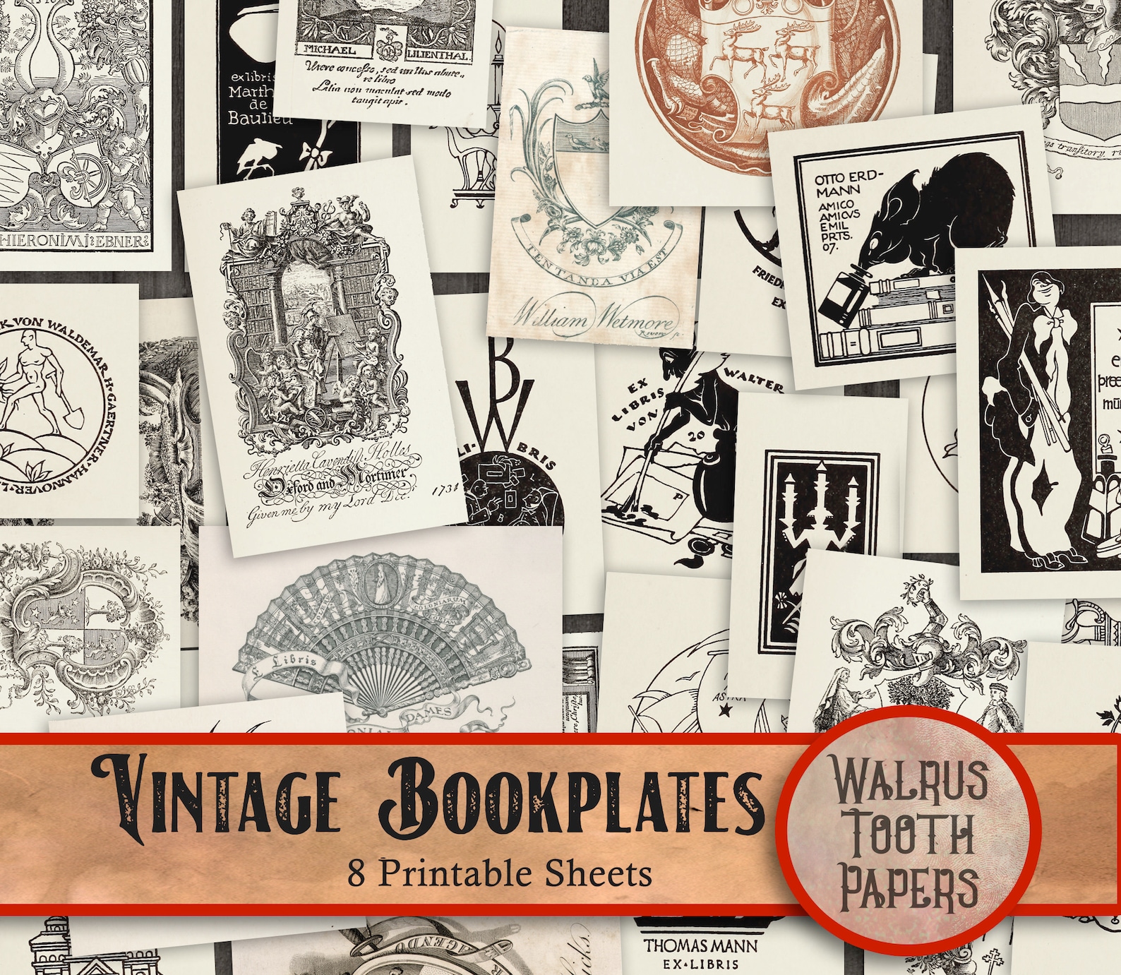 PRINTABLE VINTAGE BOOKPLATES Instant Download digital | Etsy