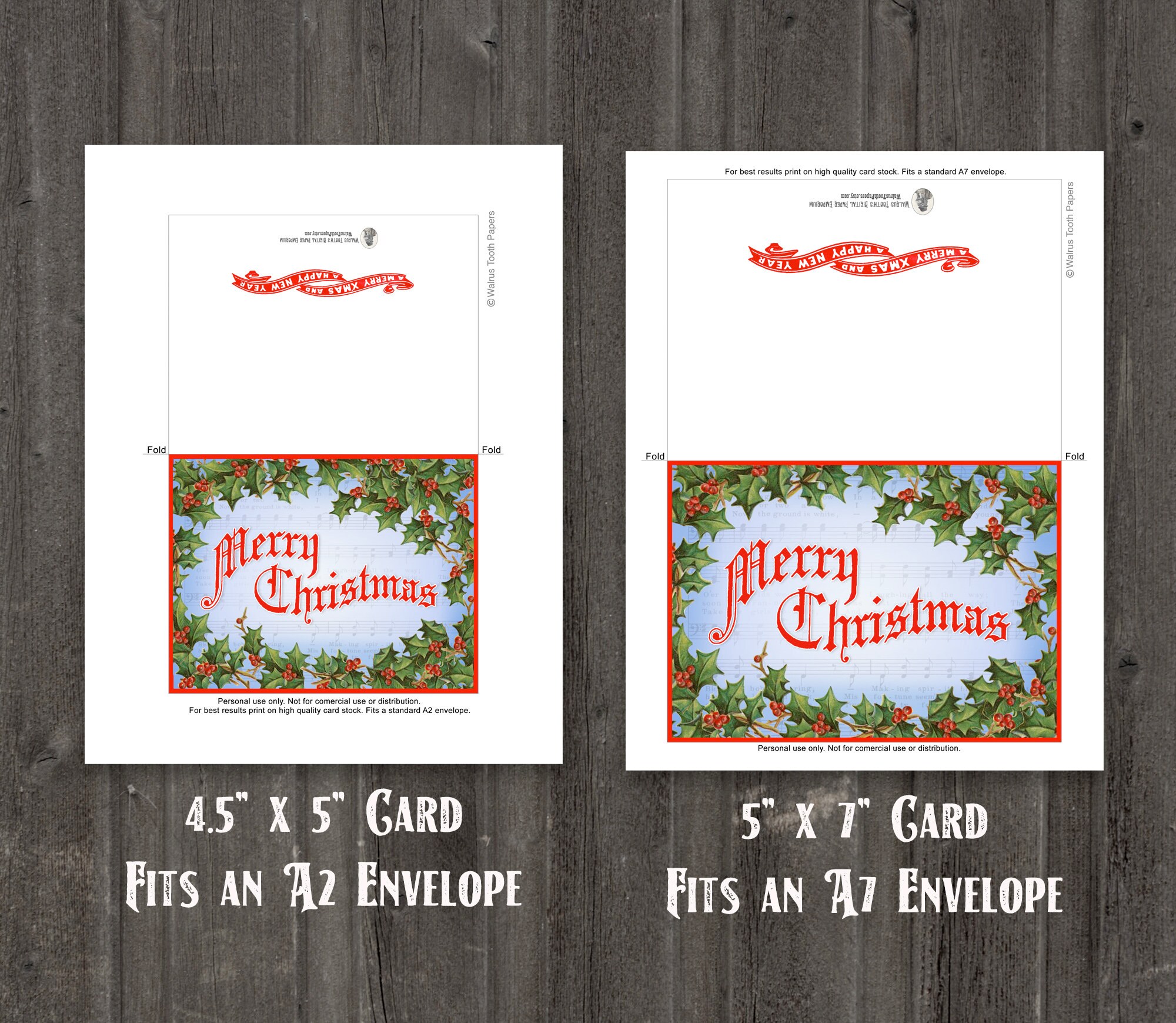 Printable Christmas Card Merry Christmas Instant Download Print at Home ...