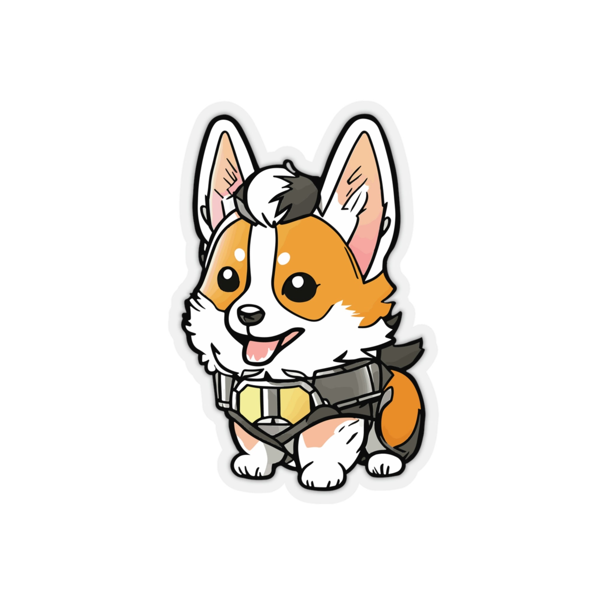 Corgilorian Armored Kiss-cut Sticker A Chibi Corgi in Mandalorian ...