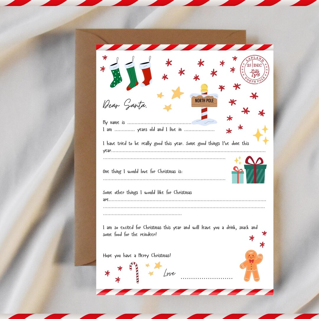 Personalized Letter to Santa Instant Download Customizable Christmas ...