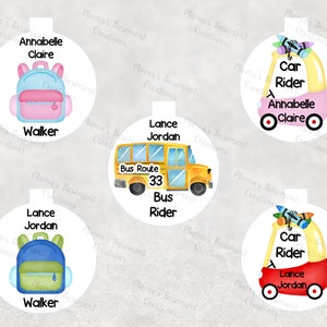 Kids School Backpack Bag Tag, School Bus Bag Tag, Walker Bag Tag, Car ...
