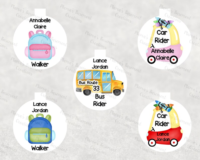 Kids School Backpack Bag Tag School Bus Bag Tag Walker Bag - Etsy