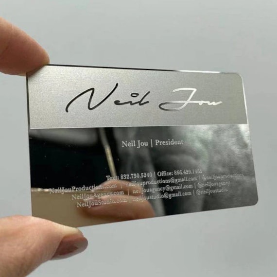 Metal Mirror Business Cards | Etsy