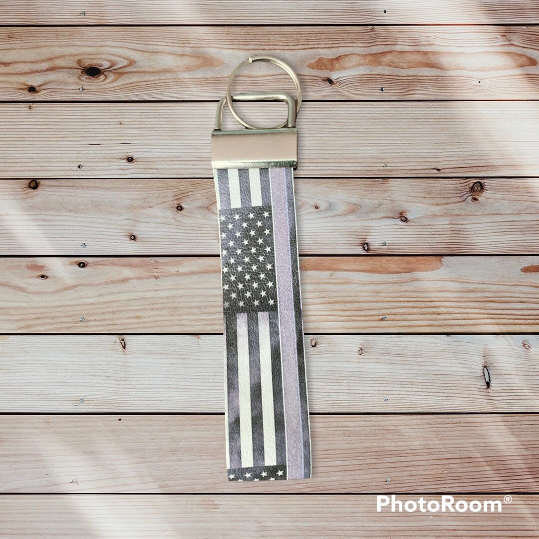 Thin Grey Line Keychain - Etsy