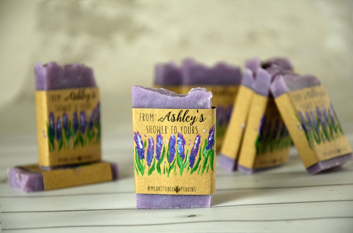 Lavender soap shower favors with hand-painted labels Lavender | Etsy
