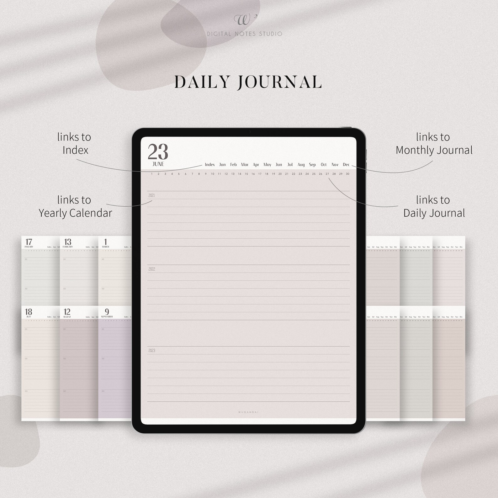 Digital 3 Year Diary 2021 2023 Digital Yearly Monthly Etsy UK