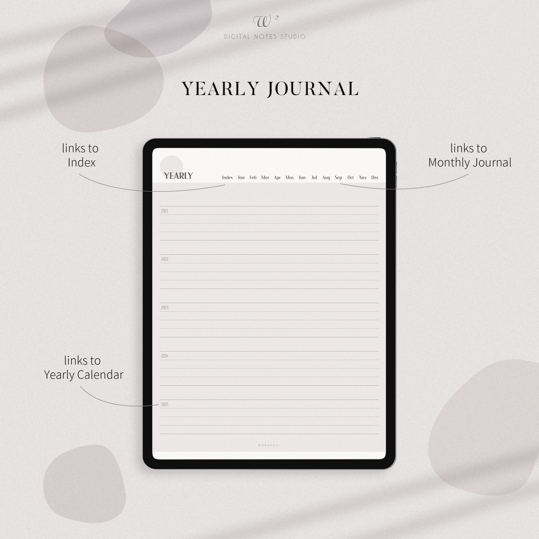 Digital 5 Year Journal, Digital Planner iPad Portrait Diary 2021-2025 ...