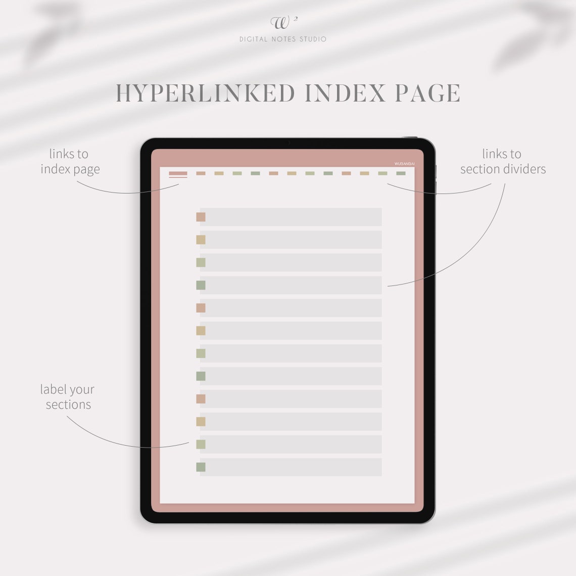 Digital Notebook12 Hyperlinked Tabs for Goodnotes Notability - Etsy