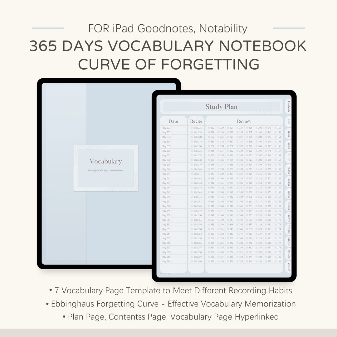 365 Days Language Learning Digital Planner, Hyperlinked Study Notebook ...