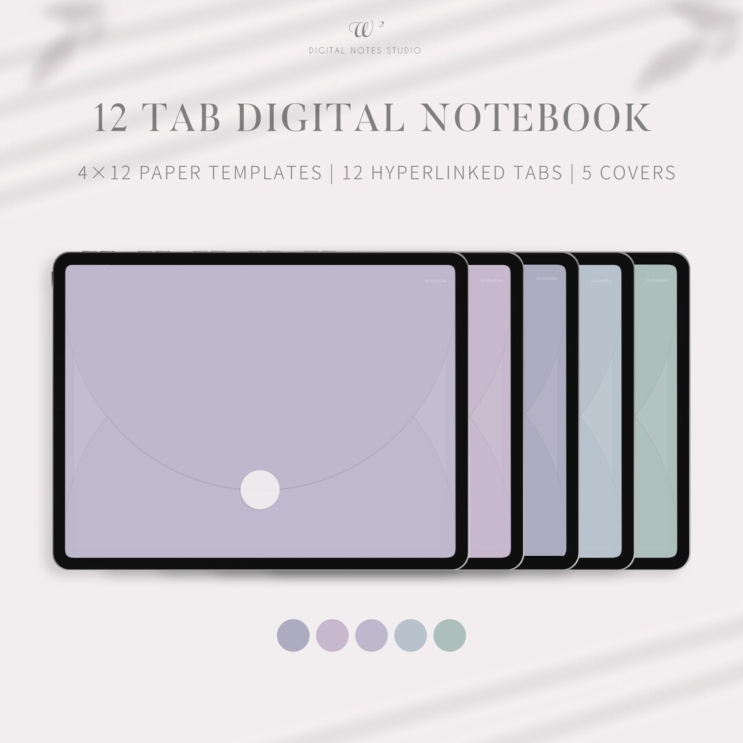 Landscape Digital Notebook, 12 Tab Hyperlinked PDF for Goodnotes ...