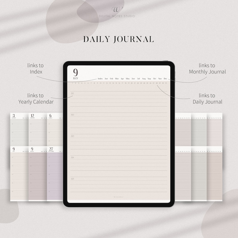 Digital 5 Year Journal, Digital Planner iPad Portrait Diary 2021-2025 ...