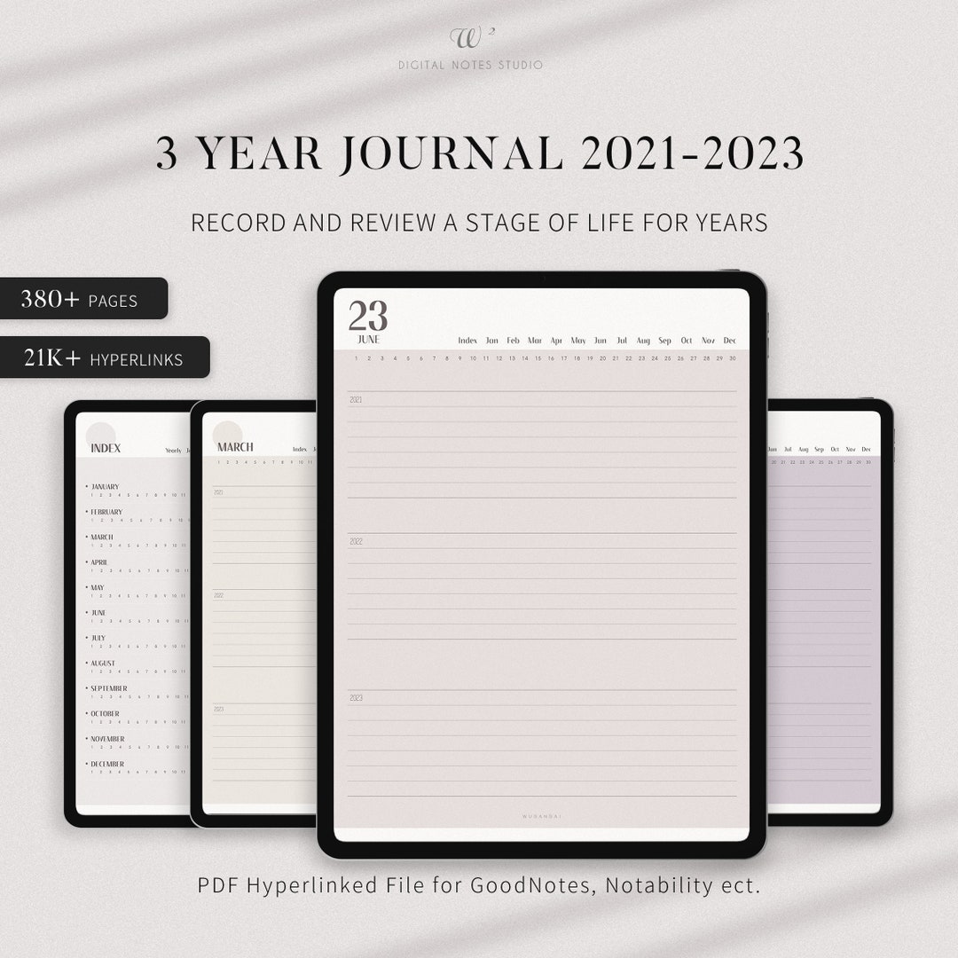Digital 3 Year Diary, 2021-2023 Digital Yearly, Monthly, Daily, Planner ...
