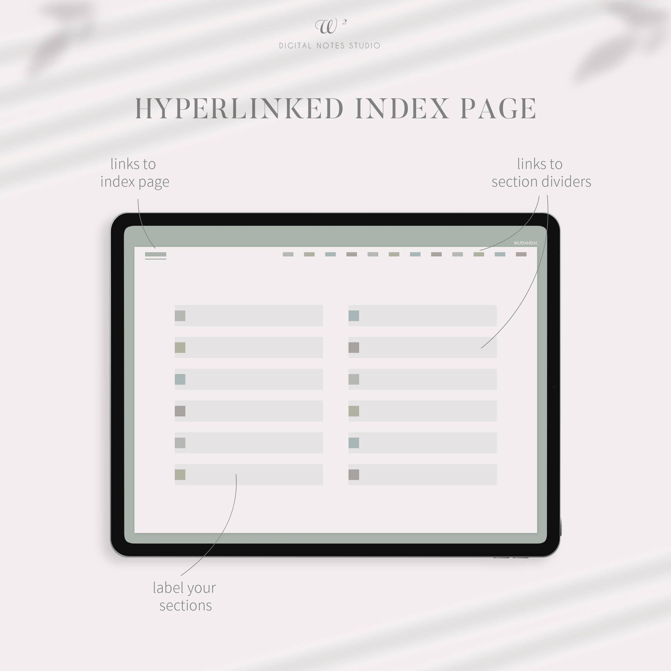 Landscape Digital Notebook, 12 Tab Hyperlinked PDF for GoodNotes ...
